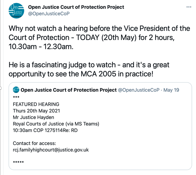 First Impressions of Hayden J in the Court of Protection – Promoting ...