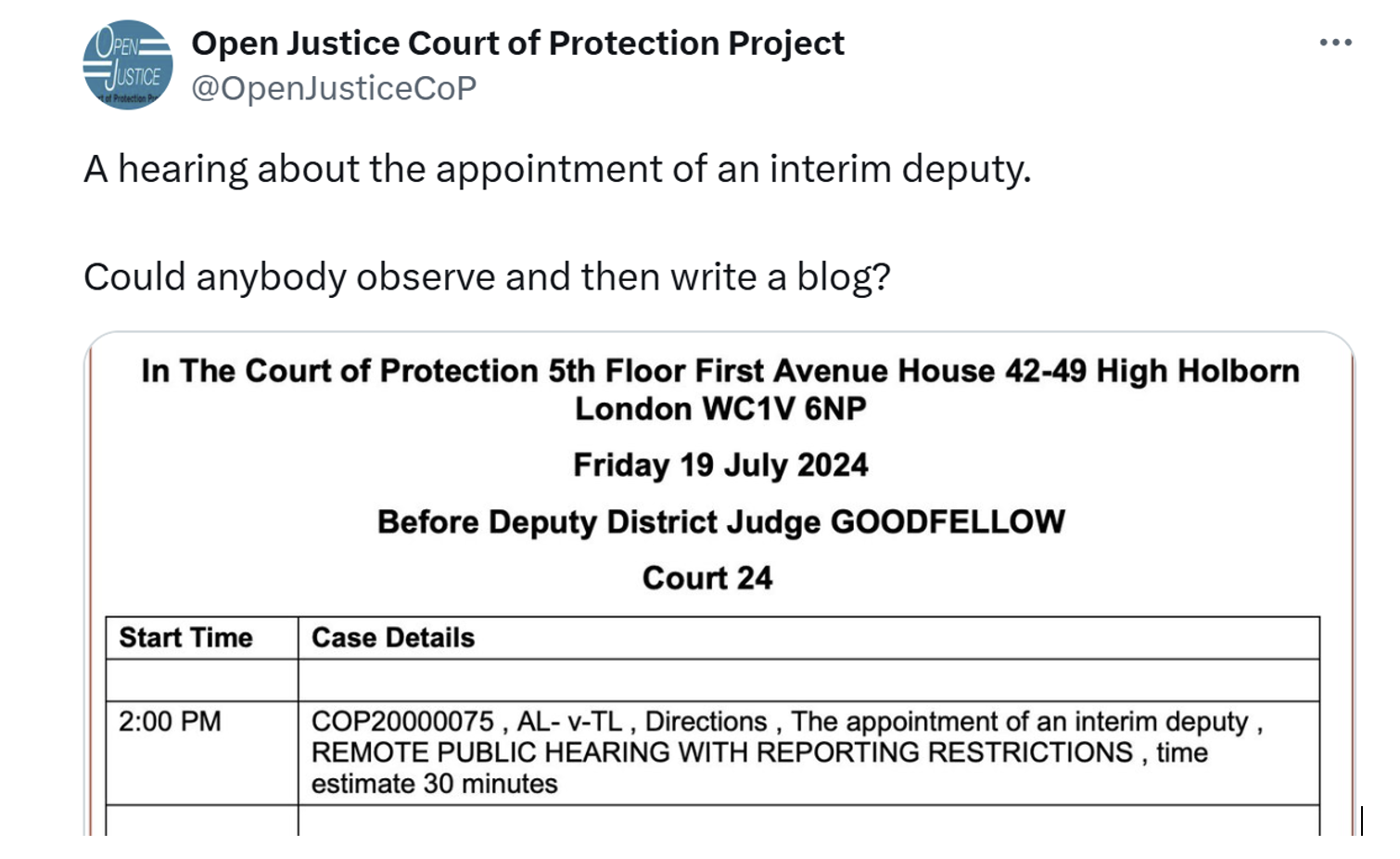 Blog – Promoting Open Justice in the Court of Protection