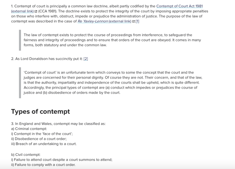 ‘Sentencing’ for Contempt of Court: HHJ Hilder decides on no penalty ...